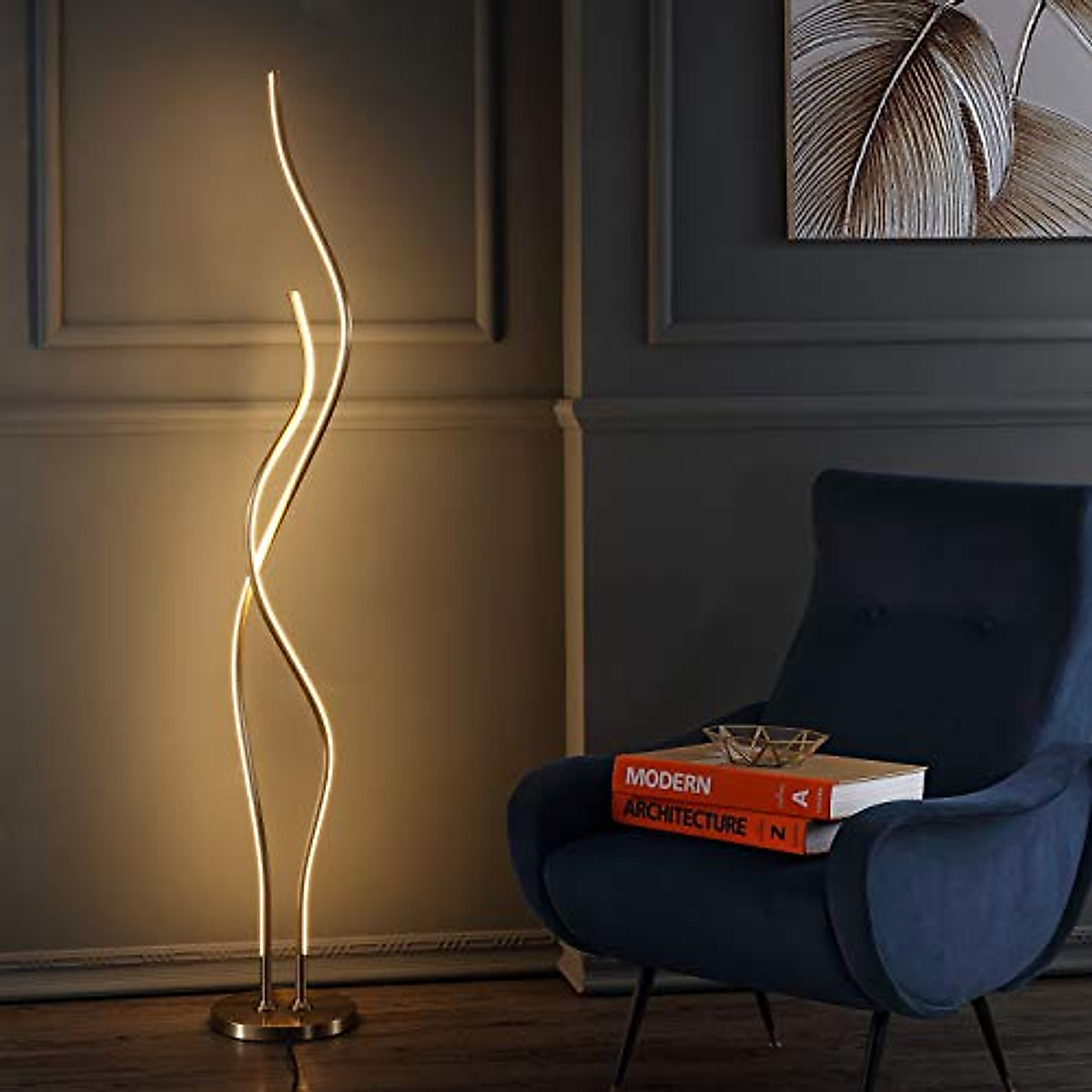 JONATHAN Y JYL7008B Cairo 63.75" LED Integrated Floor Lamp, Modern, Contemporary, Elegant, Office, Living Room, Family Room, Guest Room, Dining Room, Bedroom, Hallway, Foyer, Gold