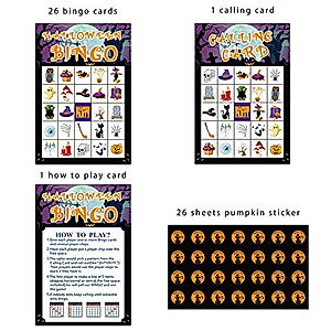 FaCraft Halloween Bingo Games for Kids,26 Player Bingo Game Card for Halloween Party Game Halloween School Classroom Crafts