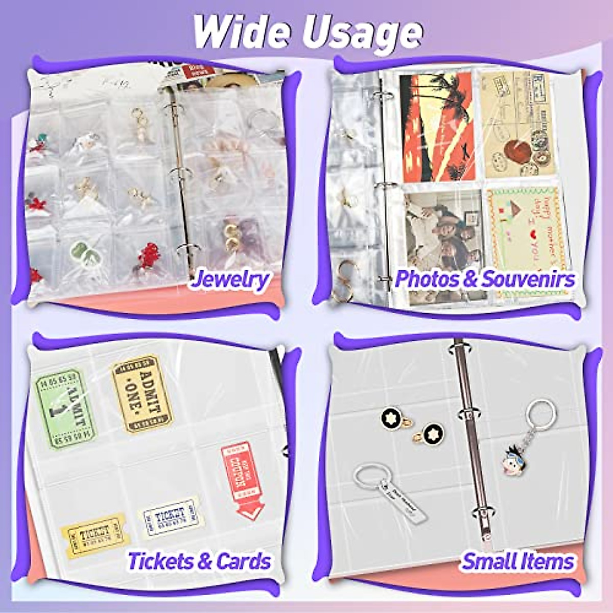 17Dec Extra Large Transparent Jewelry Storage Book Box with 300 Slots,Clear Travel Earring Jewelry Organizer Binder with Pocket,50 Plastic PVC Bag for Ring,Necklace,Bracelets,Stud