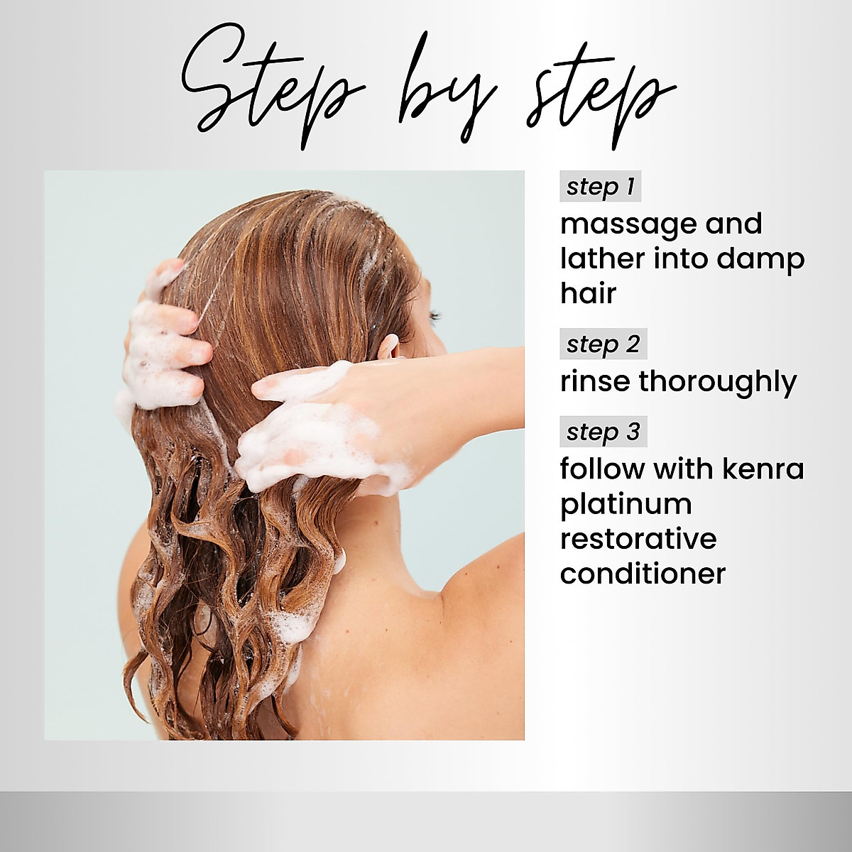 Kenra Platinum Restorative Shampoo | Ultra Fortifying | Instantly Fortifies To Restore Smoothness, Suppleness, & Shine | Restores Broken Hair Bonds From Within | All Hair Types | 8.5 fl. oz