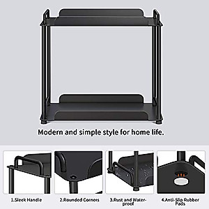 JNIHEEP Bathroom Organizer Countertop,2-Tier Standing Rack Storage Shelf for Kitchen,Bathroom,Desktop Cosmetics Black