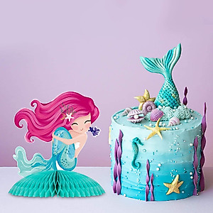 10 Pieces Mermaid Table Decorations Mermaid Honeycomb Centerpieces Ocean Sea Animal Honeycomb Centerpiece Under The Sea Party Decoration Supplies for Mermaid Theme Birthday Baby Shower Wedding Party