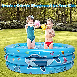 balnore Kiddie Pool for Toddlers - Whale Inflatable Kiddie Pools | Kids Pools for Backyard | 3 Ring Kiddie Pool/47x17 Indoor Outdoor Pool Party