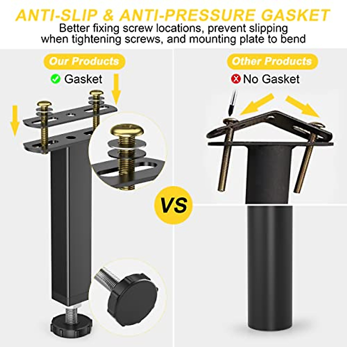 Likapop 4Pcs Adjustable Bed Frame Support Legs, Bed Frame Slats Heavy Duty Center Support Leg, Suitable for King Bed Reinforcement Kit, Sofa, Table, Furniture Legs Replacement Parts (6.1"-8.7")