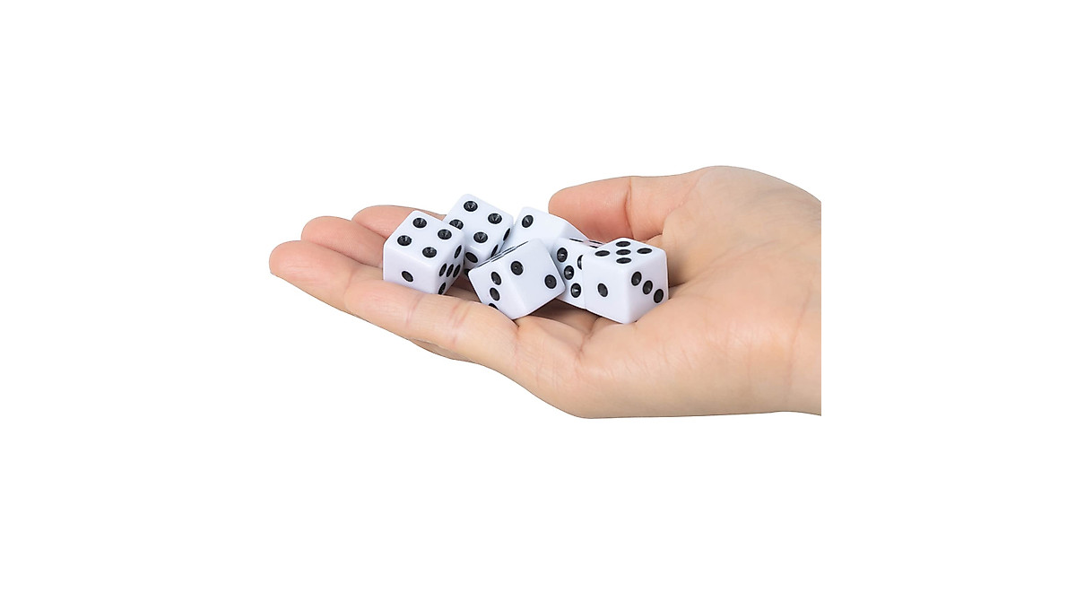 50 Pack White Dice 16MM for Board Games and Education