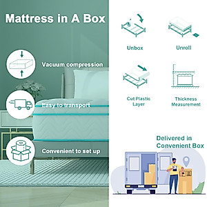 Gegcucey Twin Mattress, Medium Firm Hybrid Mattress with Premium Foam and Wrapped Pocket Coils for Motion Isolation, Innerspring Twin Mattress in a Box (12 Inch, Twin)