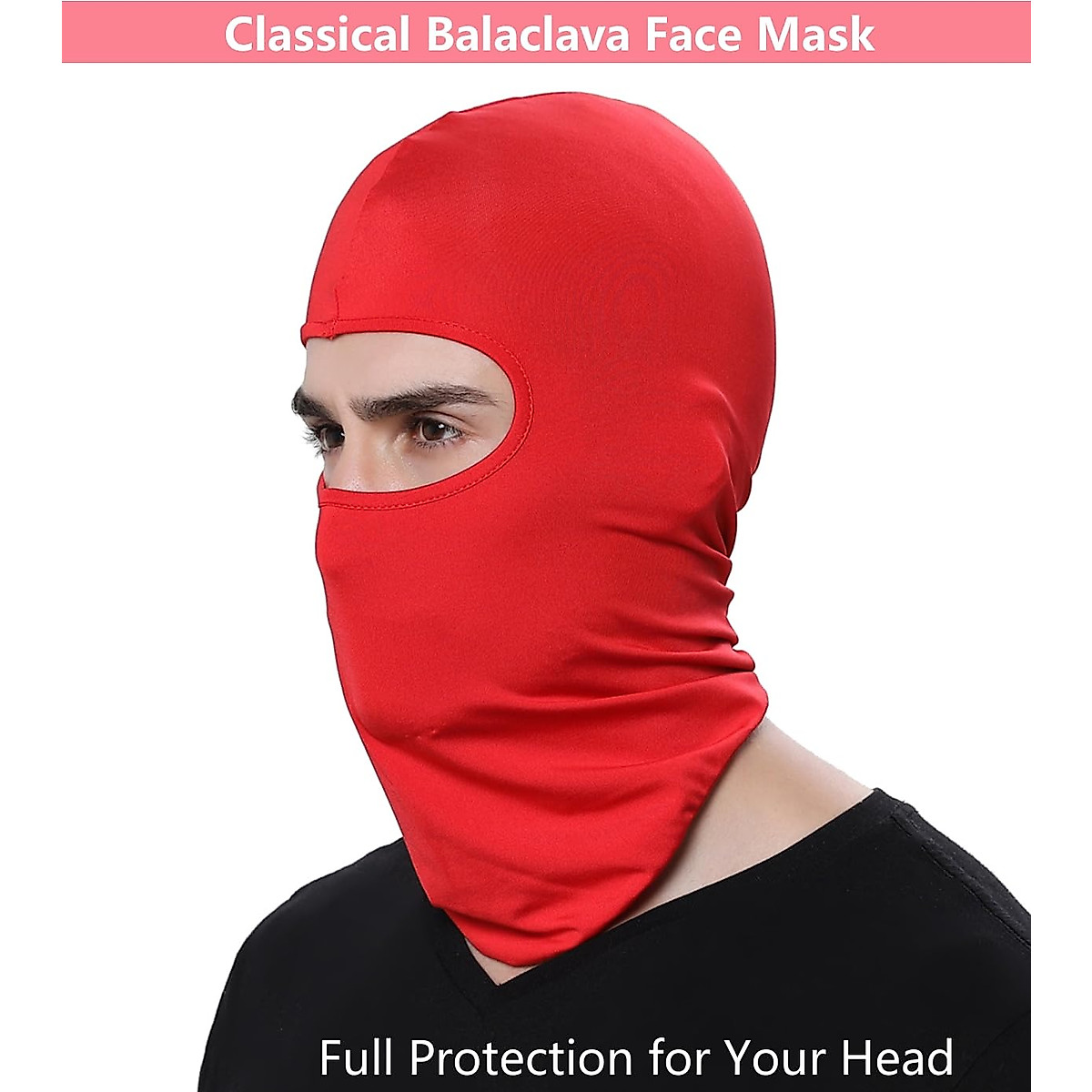Balaclava Ski Mask Head Mask Full Face Mask Windproof Face Cover Sun UV Protection Scarf Men Women Outdoor Sport Cycling Cap (Red)