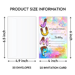 YUEXLL Jumping Birthday Party Invitations Cards with Envelopes, Candy Chocolate Pink Stars Party Invitations, Birthday Celebration Supplies, Double-sided Fill-in bday Invites for Boys Girls- A22