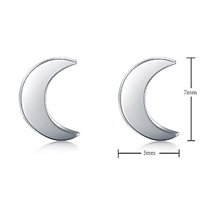 925 Sterling Silver Stud Earrings, BoRuo Crescent Moon High Polish Tarnish Resistant Earrings