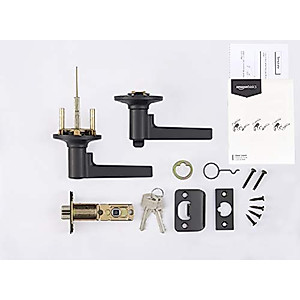 Amazon Basics Manchester Entry Door Lever with Lock, Matte Black