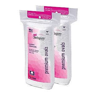 Swisspers Premium 100 Percent Cotton Ovals, Reclosable Bags, 50 Count Bags, 2 Pack (100 Count Total)