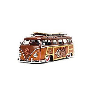 Jada Toys Disney Pixar Toy Story 1:24 Volkswagen T1 Bus Diecast Vehicle & 2.75" Woody Figure, Brown