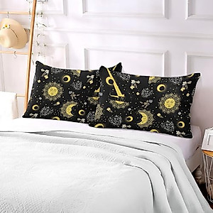 Bohemian Ppattern Sun Moon Pillowcase for Hair and Skin Body Pillow Cover Long Body Pillow Case 20"X 54" Body Pillow Case Cover with Zipper for Sleeping