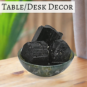 2 Pieces Black Tourmaline Raw Crystals and Healing Stones, Natural Rocks for Tumbling and DIY Raw Stones and Crystals