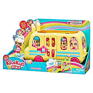 Kindi Kids Minis Collectible School Bus and Posable Bobble Head Figurine 2pc