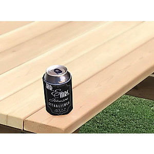 Engagement Party Favor For Women Mr & Mrs Custom Name and Established Date 2-Pack Personalized Can Coolie Drink Coolers Coolies Black