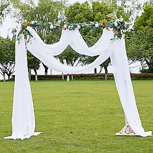 NICETOWN White Sheer Window Scarf 216 inch Extra Long, Soft Voile Textured Bed Canopy Scarf Curtains for Event Designs/Home Decor, 60 inches Wide, Set of 2