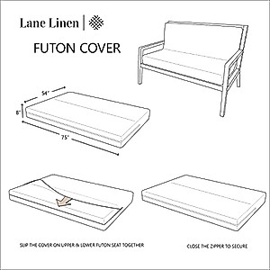 LANE LINEN Futon Covers Full Size, 100% Cotton Futon Slipcovers, Full Size Futon Mattress Cover for Futon Sofa Bed, Foldable Armless Sofa Cover, Zippered Futon Couch Cover - Black