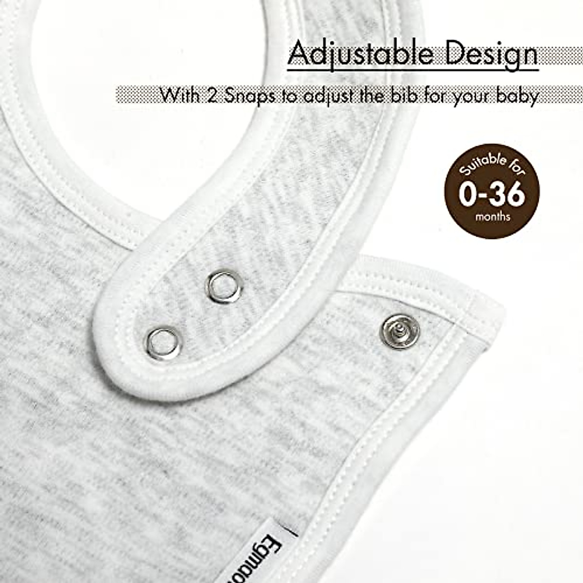 Baby Snap Bibs for Boys & Girls,12 Pack Drooling Bibs for Infants, Newborns, Organic Cotton,Adjustable,Machine Washable