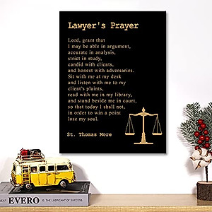 Inspirational Canvas Wall Art Motivational Lawyer's Prayer Quote Canvas Print Positive Painting Office Home Wall Decor Framed Lawyers Gift 12x15 Inch
