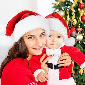 RJVW Baby Santa Hat, Christmas Hat for Infant,Xmas Holiday Hat,Unisex Velvet Classic Santa Hat for Christmas New Year