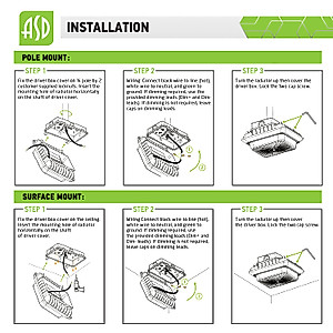 ASD 5000K Canopy LED Lights 347V-480V Dimmable IP65 40W 5400Lm Outdoor Ceiling Lights with J-Box | Light Fixture Canopy | Gas Station and Garage Light | LED Parking Lot Light UL&DLC