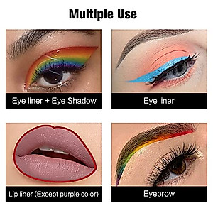 SUSIKEKI 10pcs Colored Gel Eyeliner Pencil Set With Sharpeners Waterproof Long Lasting Eye Liners For Women Retractable Eye Makeup Pen White Black Brown Rainbow Neon Matte Eyeliners Gift Sets