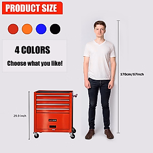 nifoti 4 Drawers Tool Cart on Wheels,Rolling Tool Box Tool Storage， Drawers Rolling Tool Box Organizer Tool Case for Garage, Warehouse, Workshop, Repair Shop (4 Drawers(Red))