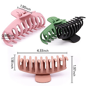 JSY Hair Clips for Women - 90's Fashion Hair Styling Accessories, Large Hair Claw Clips for Thick Hair, Long Nonslip Matte Hair Clips, Strong Hold, 4 Colors (4 Packs)