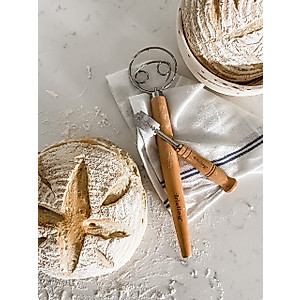 Frieling Bread Lame Dough Scoring Blade for Making Bread, Includes Extra Blades and Lame Cover, 7.5 Inch, Natural Wood Handle