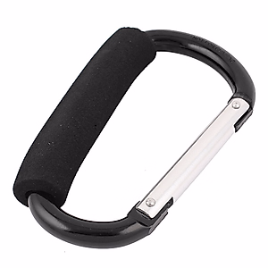 CACULE NIEGIENNA-Large D Type Shopping Bag Hook Clip Carry Handle Carabiner with Sponge for Baby Pushchair Pram Stroller Hanger Trolley Mummy Clip Holder(Black).