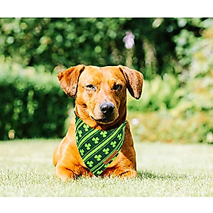 Realeaf St. Patrick's Day Dog Bandanas 2 Pack, Reversible Green Shamrock Pet Scarf for Boy and Girl, Premium Durable Fabric, Holiday Bandana for Small Medium Large and Extra Large Dogs (Large)