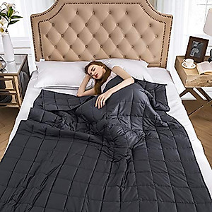 MAPLE DOWN Weighted Blanket 20 lbs | for Adult & Kids | Queen Size | 100% Cotton Material with Glass Beads | Bedroom & Living Room | 180lbs-210lbs(Dark Gray 60”x80”)