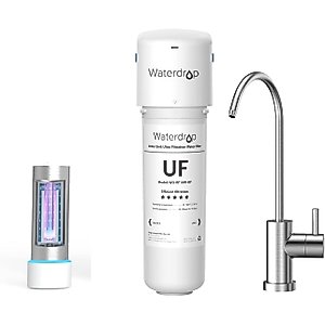 Waterdrop 10UBW-UF 0.01 μm Ultra Filtration Under Sink Water Filter System and LED UV͎ Ultrąviolët Water Sterilizër Filter for Kitchen, Mercury-Free, FCC Certified, Stainless Steel, 50 Years Life Time