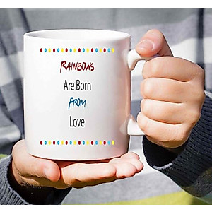 Rainbow Colorful Gift for Weddings & Anniversaries - Show Your Love Navy Multicolor Unisex Sweat, 11 Oz White Ceramic Coffee Mug