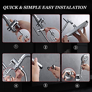 BSTKEECL 14”High Pressure Rain Shower Heads with Handheld Spray with Long Hoes Combo Rainfall Showerhead with 9Shower Water Sprayer Modes & Adjustable Extension Arm CP