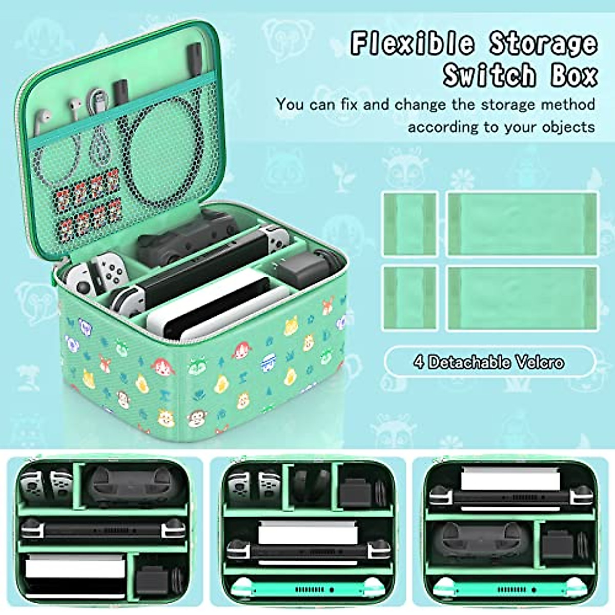 Carrying Case Compatible with Nintendo Switch/Switch OLED Case, Large Storage Carry Case Cute Soft Shell Protective for Switch Console Pro Controller & Accessories