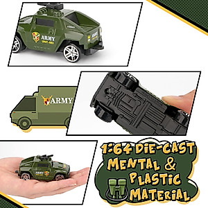 Diecast Military Vehicles Army Toy Mini Pocket Size Play Models Truck Tanks Helicopter for Kids Boys Age 3 4 5,Pack of 6