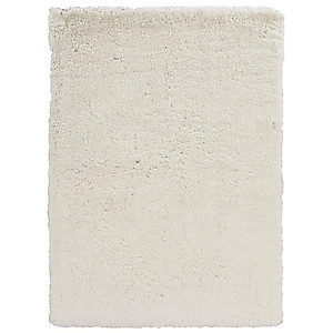 Linon Luxe Plush Shag Hand Tufted Polyester 5'x7' Rug in White