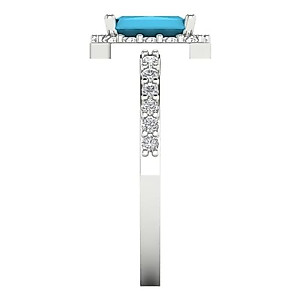 Clara Pucci 2.07 ct Emerald Cut Solitaire Halo Genuine Simulated Turquoise Engagement Promise Anniversary Bridal Ring 18K White Gold 10.5