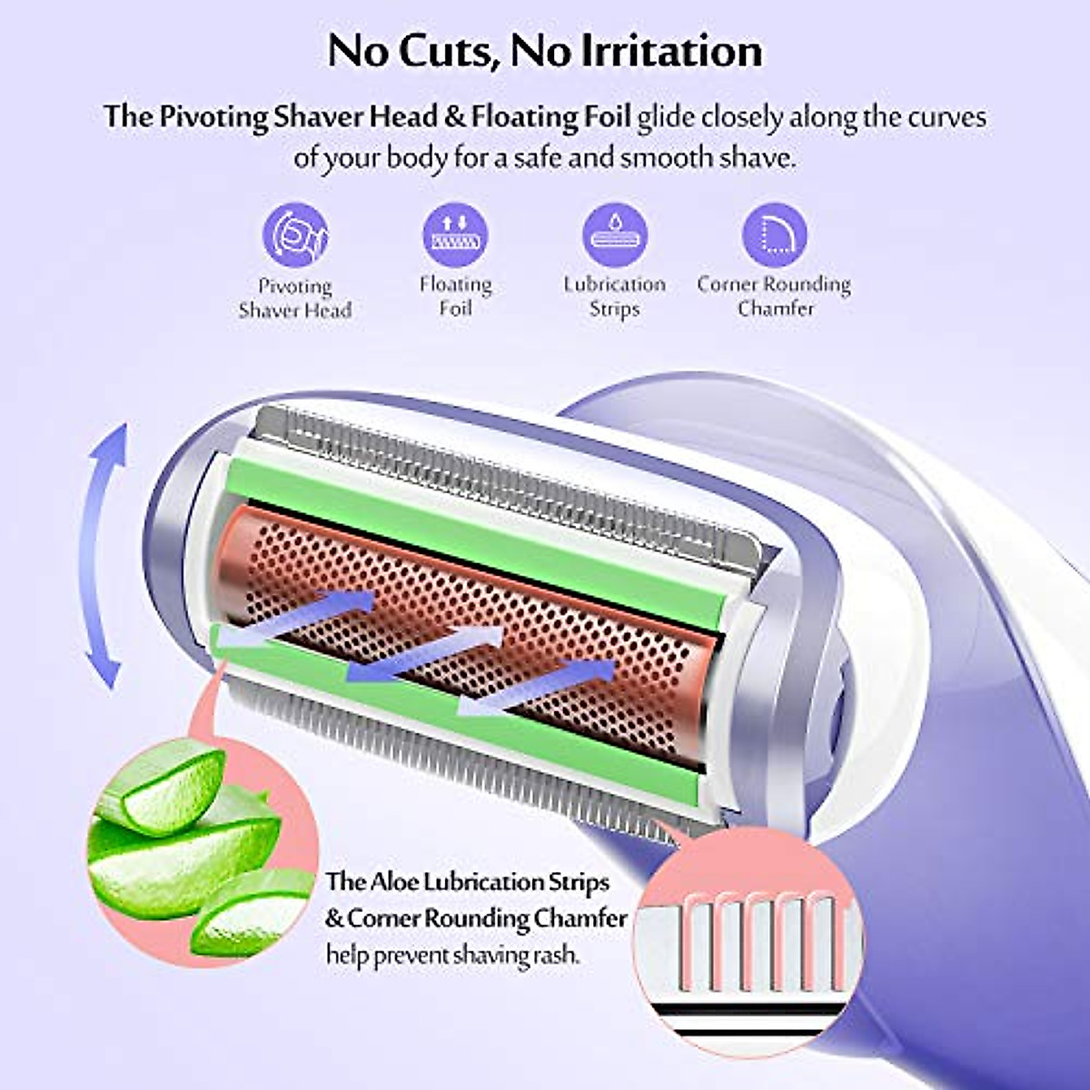 Electric Shaver for Women, Ribivaul Women's Electric Razor for Legs and Underarms, Cordless Ladies Electric Razor for Women Pubic Hair, 3-Blade in 1 Foil Shaver and Bikini Trimmer, Wet & Dry Use, Blue