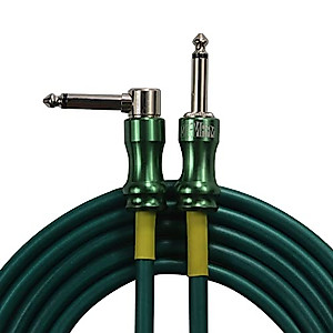 mffmffm Guitar Cable 10 ft - Straight to Right Angle 1/4 Inch Guitar Cord, Instrument Cable for Electric Guitar/Amp/Bass, Pro Audio (Green)