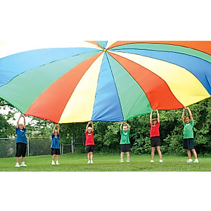Palos Sports - Heavy Duty Standard Parachute 24' with 20 Handles, Kids Parachute for Cooperative play - Comes with Carrying Bag | Multi-colored