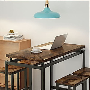 tantohom Dining Table Set for 4, Metal Frame Modern Wood Bar Table and Chairs Set, Kitchen Table and Chairs for 6 for Space Saving