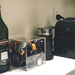 DARENYI Coffee Pod Holder with Lid, 5 x 5 inch Acrylic Storage Box for Nespresso VertuoLine Capsule K Cup Kcup Holder Coffee Pod Tea Bag Candy Storage Organizer Container