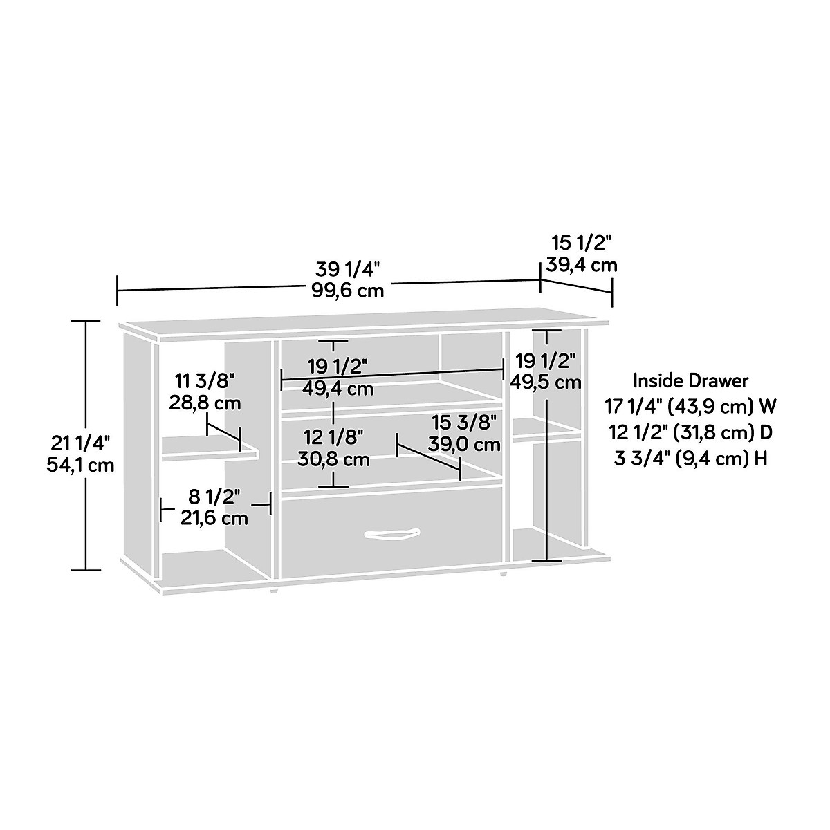 Sauder Beginnings Panel TV Stand, For TV's up to 42", Cinnamon Cherry finish