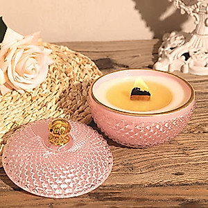 Candles for Home Scented, Fresh Cut Rose Scented Candles, Candles Gifts for Women, Men, Mothers Day Candles,12 Oz Large Glass Jar Candles, Wooden Wick