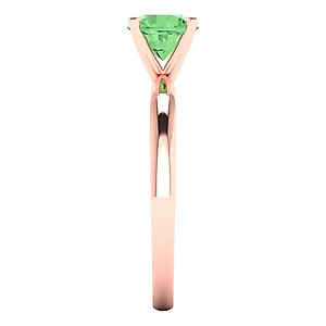 Clara Pucci 1.0 ct Round Cut Solitaire Green Simulated Diamond Bridal Designer Anniversary Engagement Ring in 14k Rose Gold