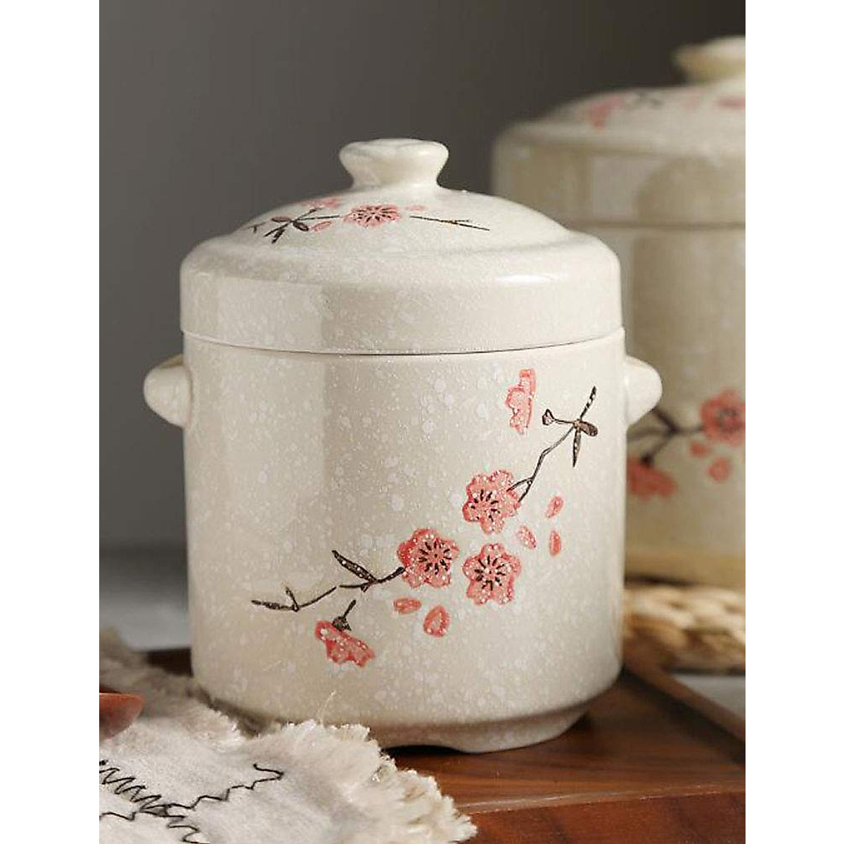TONGTONG Japanese Style Ceramic Soup Bowl with Double Lid Steam Stewed Pot Home Kitchen Soup Pot for Egg Medicinal Birds Nestt # 21