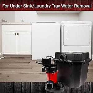 Red Lion RL-SPS33 1/3 HP, 115-Volt, 3200 GPH Under-Sink Sump Pump System with 6 Gallon Basin, Red/Black, 14942736